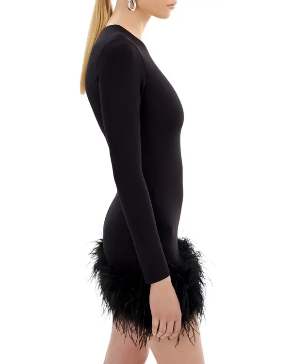 bahira mini dress Lamarque Bahira Feather-Trimmed Minidress