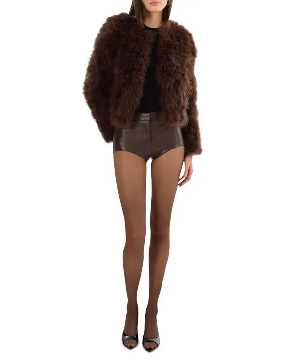LAMARQUE Deora Feather Jacket - Chocolate