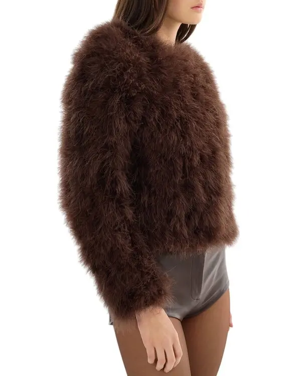 LAMARQUE Deora Feather Jacket - Chocolate