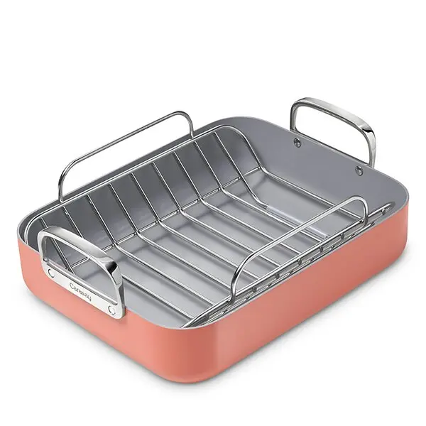 CARAWAY Nonstick Roasting Pan With Rack - Perracotta