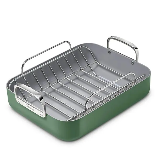 CARAWAY Nonstick Roasting Pan With Rack - Sage