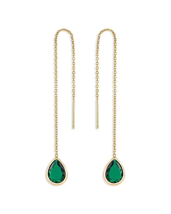Ettika Barely There Chain & Cubic Zirconia Threader Earrings - Green/gold