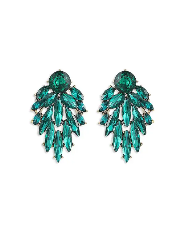 Ettika Crystal Cluster Drop Earrings - Green/gold