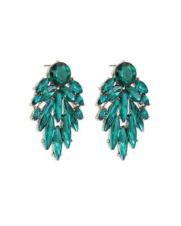 Ettika Crystal Cluster Drop Earrings - Green/gold