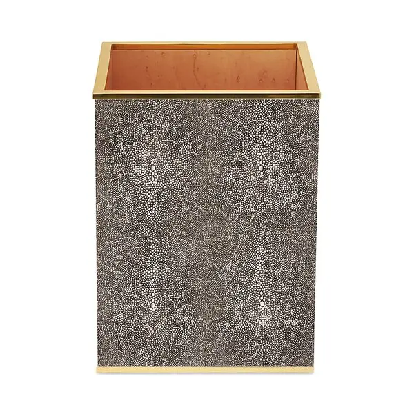 Aerin Faux Shagreen Waste Basket - Grey