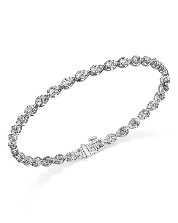 Bloomingdale'S Diamond Mini Pear Cluster Tennis Bracelet 2.00 Tcw - White