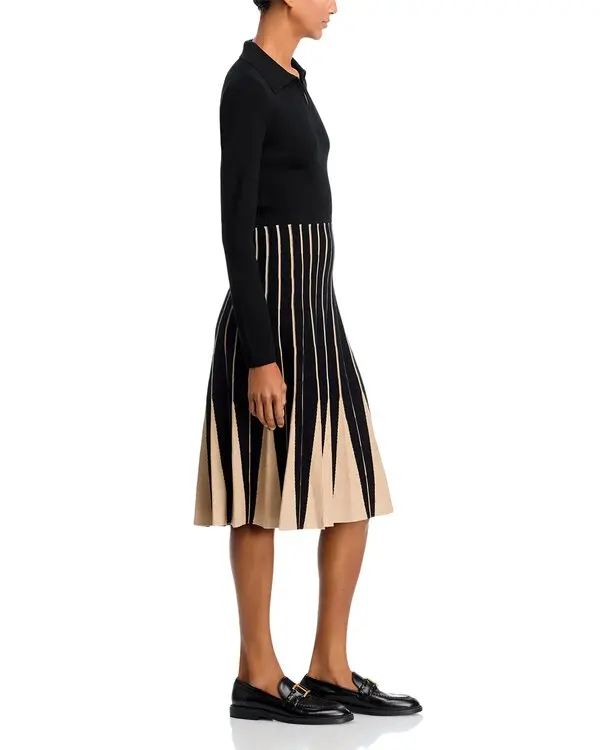 T Tahari Pleated Sweater Dress