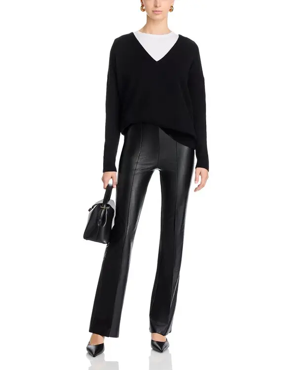 Lyssé Textured Faux Leather Trousers - Black
