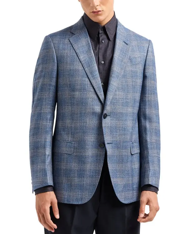 Emporio Armani Notch Lapel Plaid Blazer