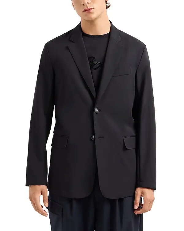Emporio Armani Notch Lapel Blazer - Solid Black