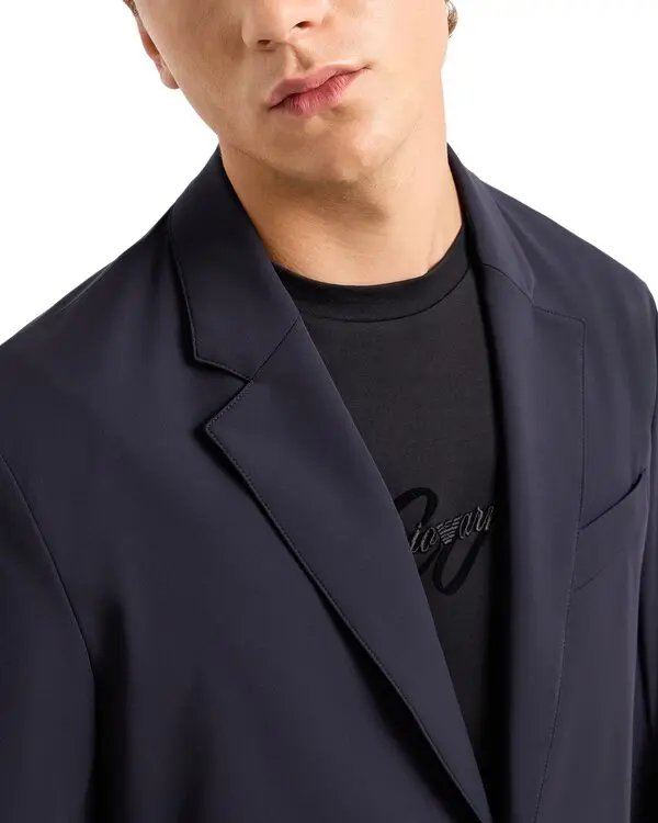 Emporio Armani Notch Lapel Blazer - Solid Blue