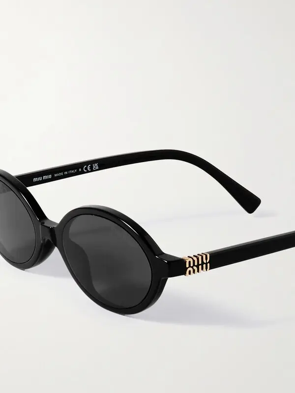 Miu Miu Oval-frame Acetate Sunglasses - Black