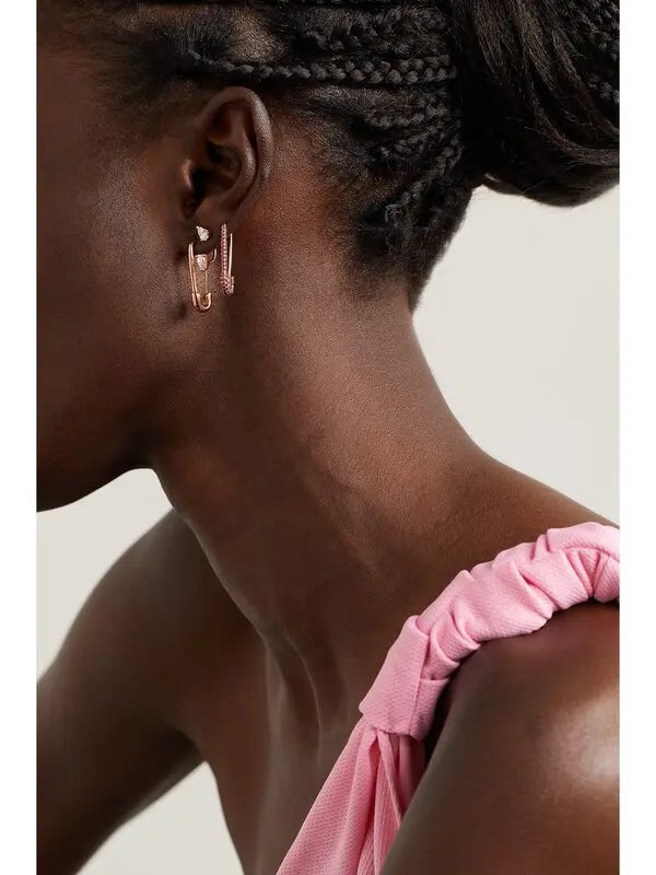 ANITA KO Safety Pin 18-karat Single Earring - Gold