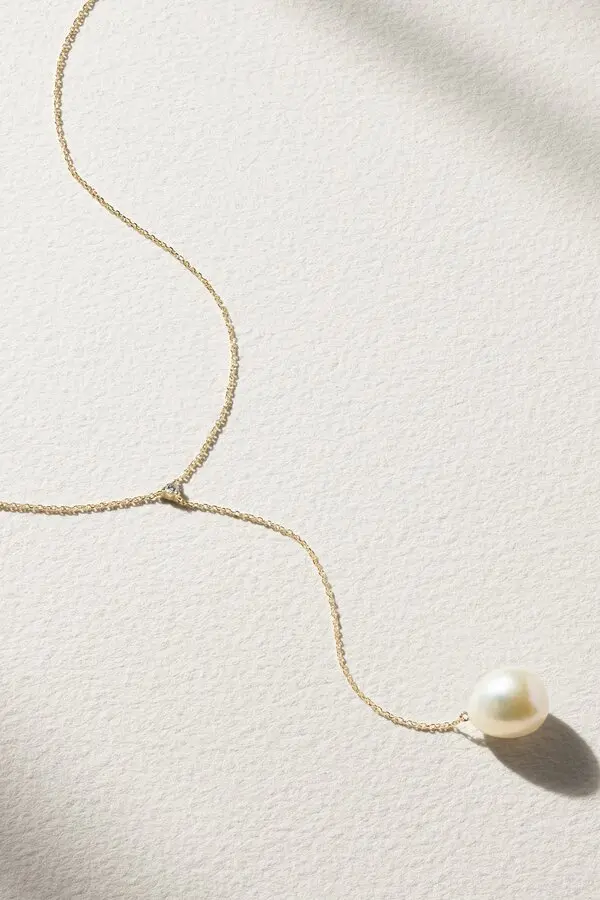 Mizuki 14-karat Diamond And Pearl Necklace - Gold