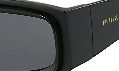 FIFTH & NINTH Rae 52mm Polarized Rectangular Sunglasses - Black / Black