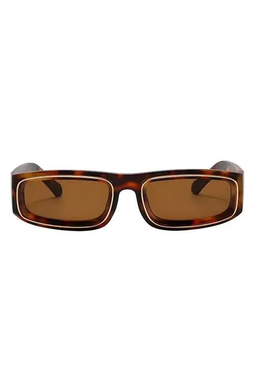 FIFTH & NINTH Rae 52mm Polarized Rectangular Sunglasses - Torte / Brown