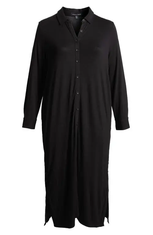 Universal Standard Sally Long Sleeve Liquid Jersey Shirtdress - Black