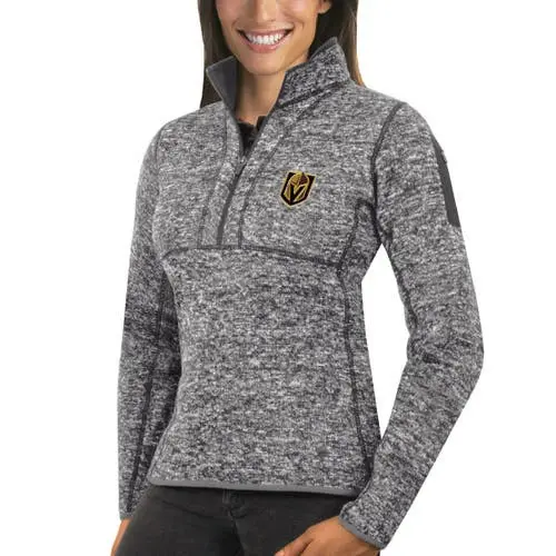 ANTIGUA Vegas Golden Knights Fortune Half-zip Sweatshirt - Heather Gray