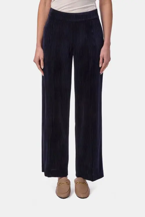 CAPSULE 121 Velvet Knit Wide Leg Pants - Navy