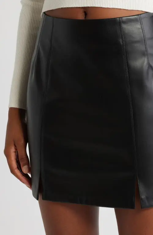 ALL IN FAVOR Faux Leather Mini Skirt - Black