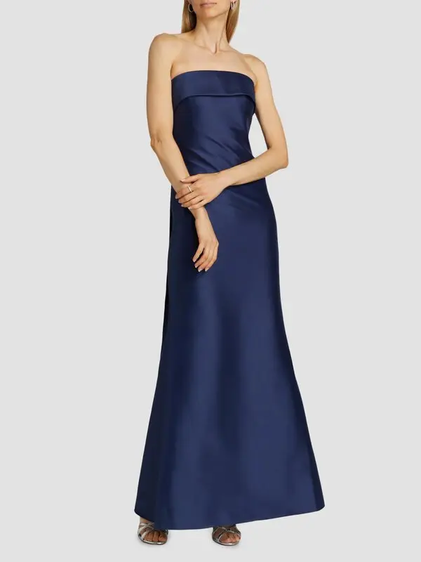 Badgley Mischka Satin Strapless Gown