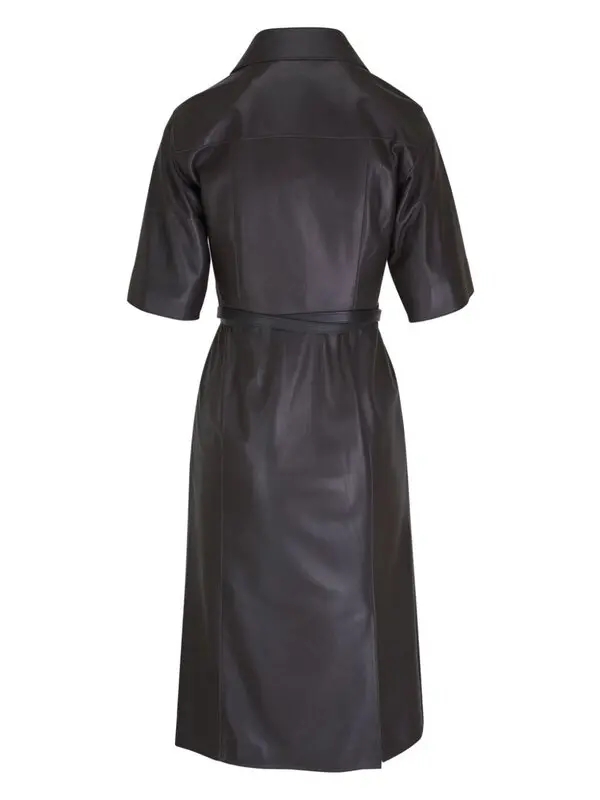 Akris Nappa Leather Midi Dress - Brown