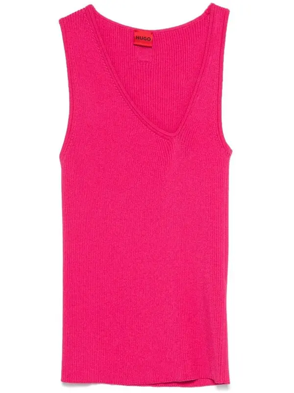 Hugo Sleeveless Asymmetric Knitted Top - Pink