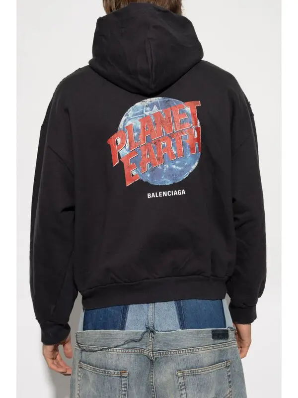 Balenciaga Planet Earth Hoodie - Black | Editorialist