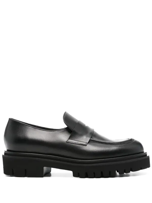 ANNA F. Leather Loafers - Black