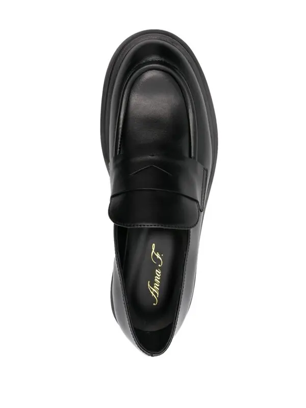 ANNA F. Leather Loafers - Black