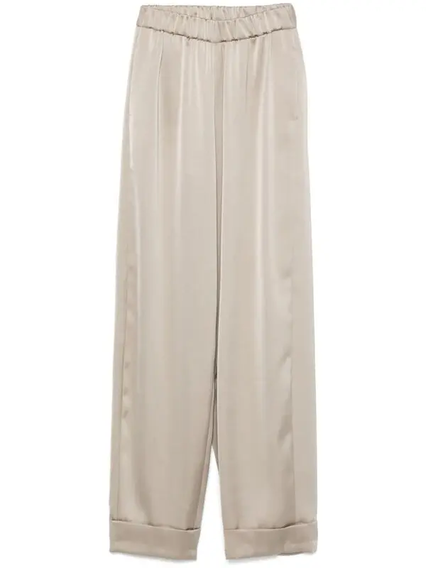 BLANCA VITA Satin Trousers - Neutrals