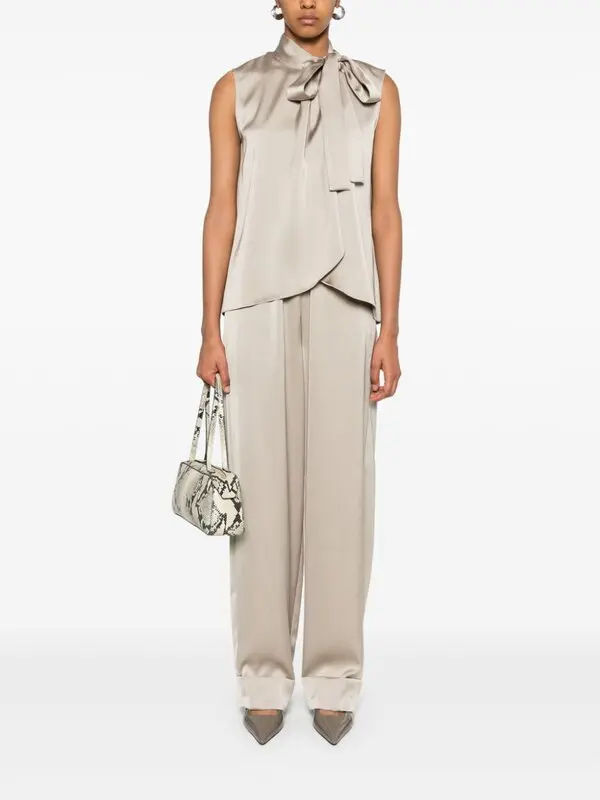 BLANCA VITA Satin Trousers - Neutrals
