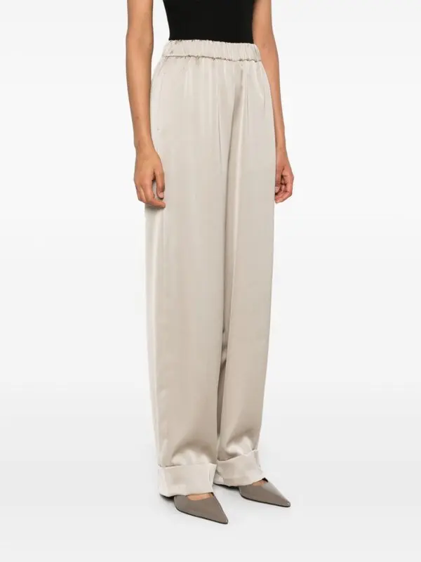 BLANCA VITA Satin Trousers - Neutrals