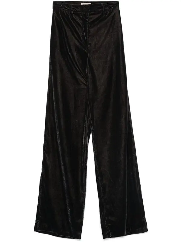 BLANCA VITA Velvet Palazzo Trousers - Grey