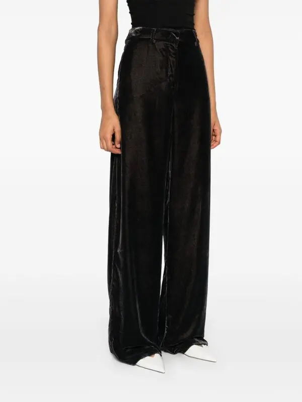 BLANCA VITA Velvet Palazzo Trousers - Grey