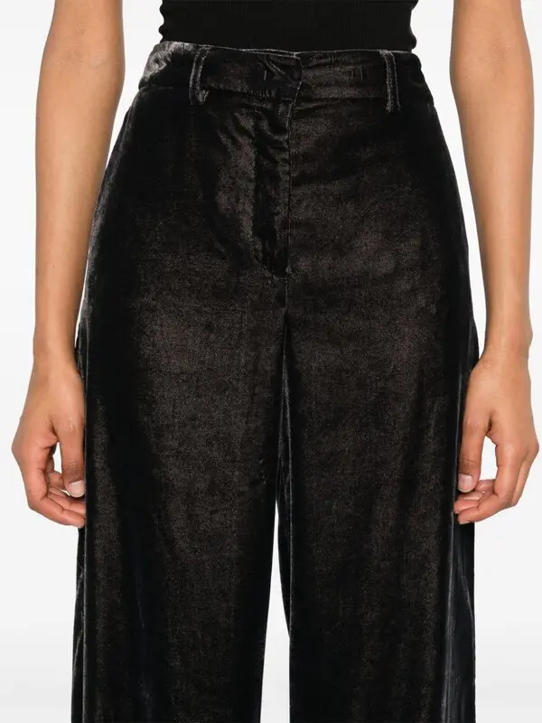 BLANCA VITA Velvet Palazzo Trousers - Grey