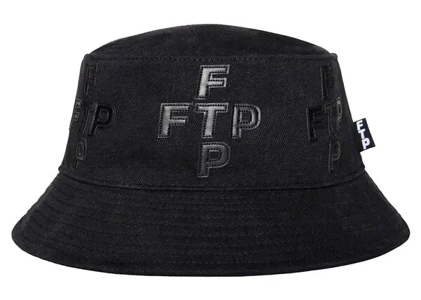 FTP Cross Logo Denim Bucket Hat - Black