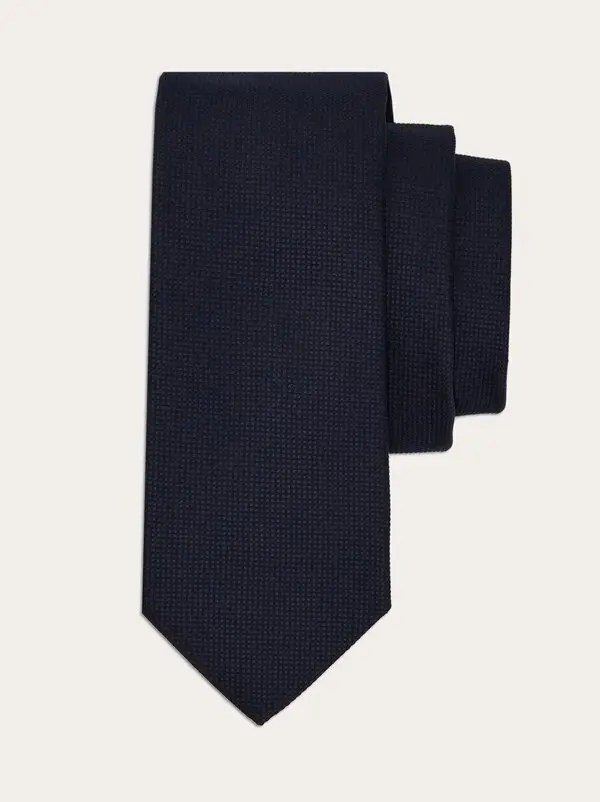 FERRAGAMO Cotton And Silk Piquet Neck Tie - Blue