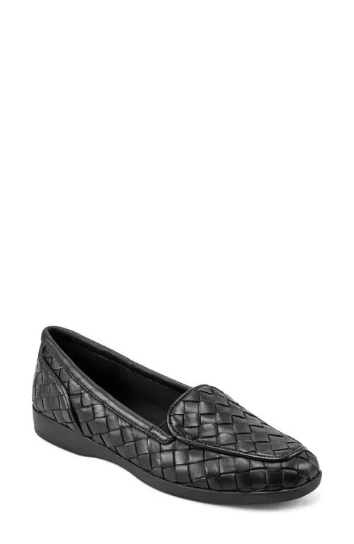 Easy Spirit Woven Apron Toe Flat - Black