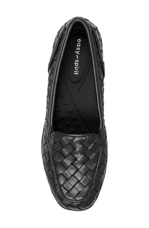 Easy Spirit Woven Apron Toe Flat - Black
