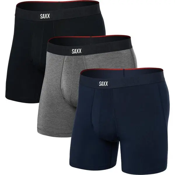 SAXX Assorted 3-pack Vibe Xtra Super Soft Boxer Briefs - Black/dark Grey Heather/navy