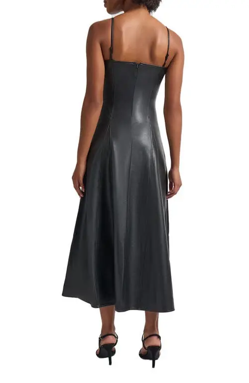 Misook Faux Leather Underwire Midi Dress