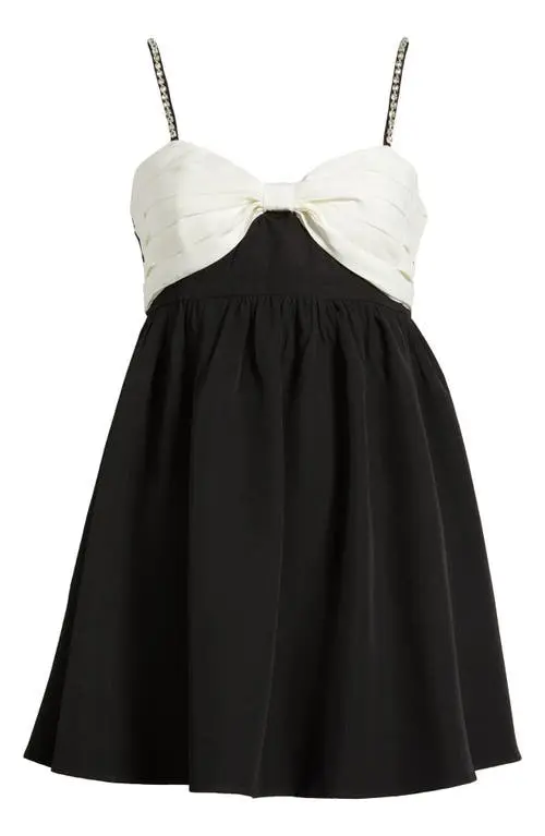 black and white bow mini dress Love Loud Cut-Out Bow Mini Dress Black/White M