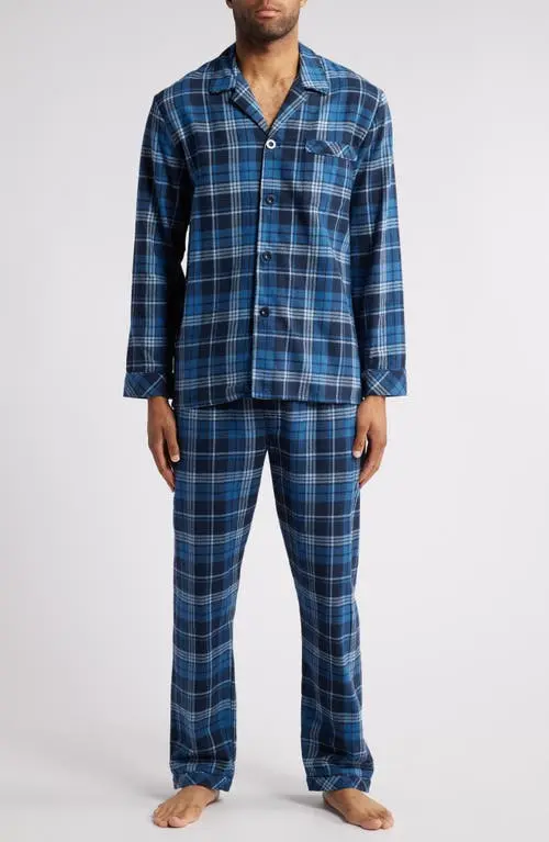 Majestic International Country Cotton Flannel Pajamas - Blue Plaid