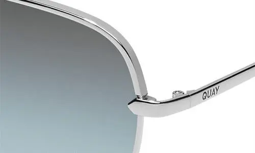 Quay High Key 55mm Gradient Aviator Sunglasses - Silver/Grey  display picture 3