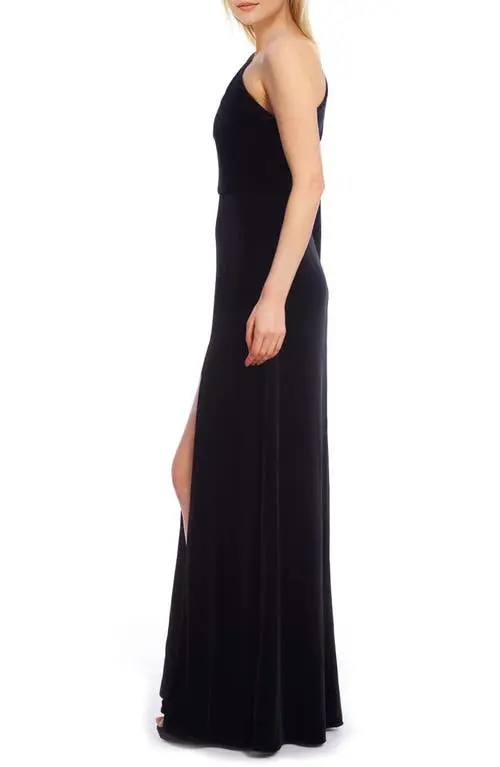 feather trim long sleeve dress Black Jersey Long Sleeve High Neck Feather Gown