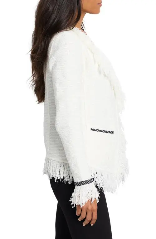 NIC+ZOE Fringe Knit Jacket - Classic Cream
