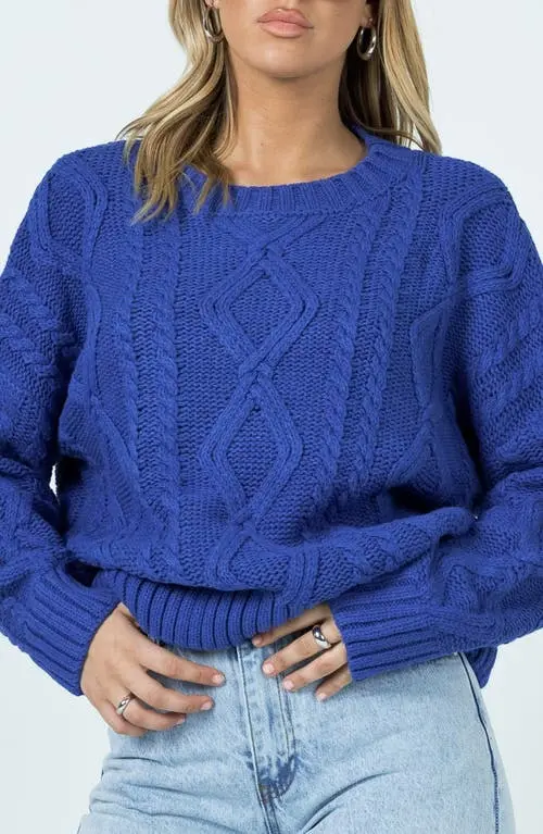 Princess Polly Anaya Oversized Cable Stitch Sweater - Blue