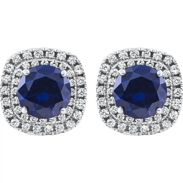 BLISS DIAMOND 14k Gold 2.65ct Sapphire And Lab Grown Diamond Stud Earrings - 14k White Gold