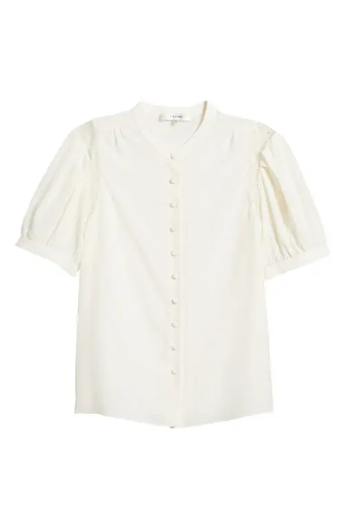 FRAME Lace Inset Silk Shirt - Cream